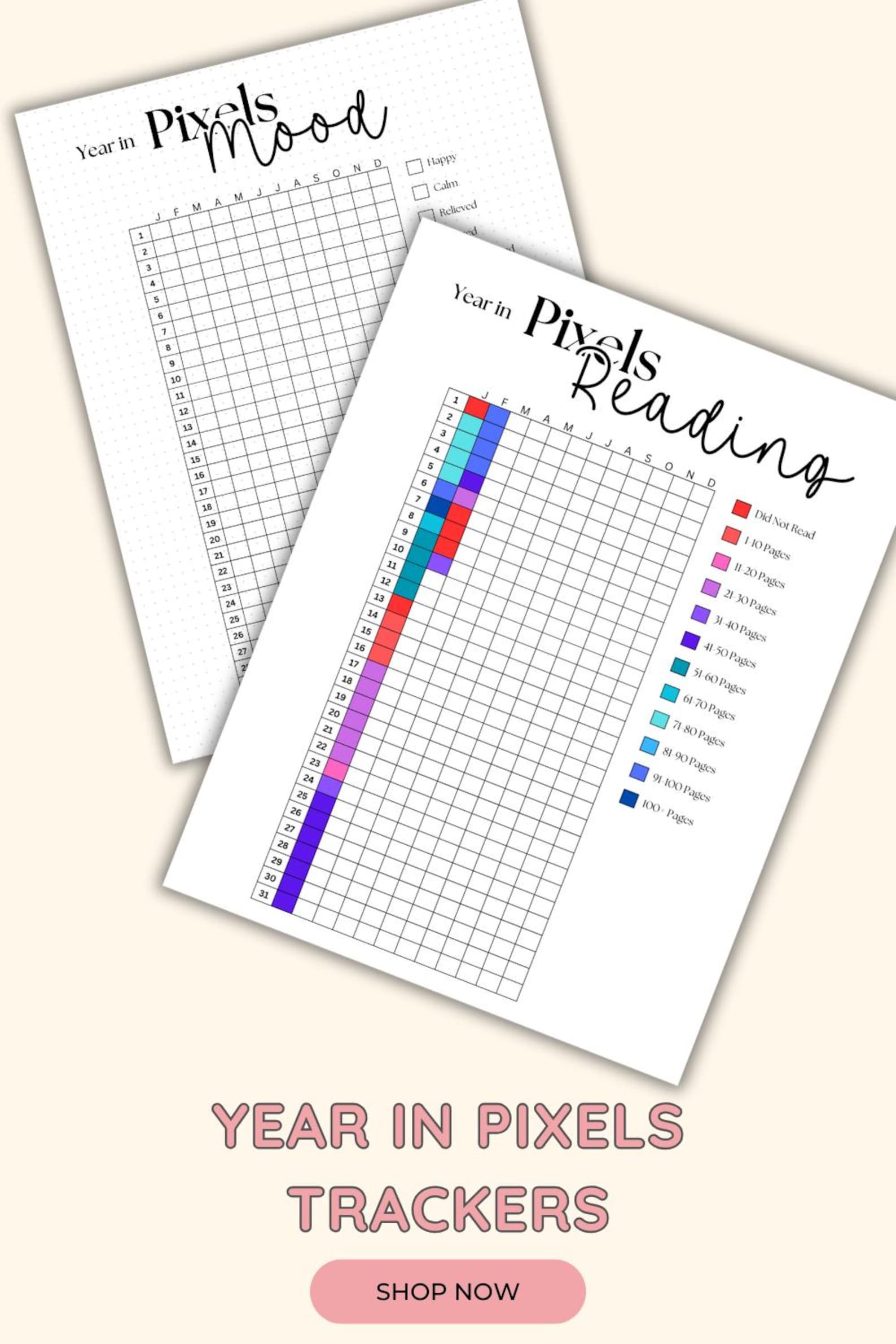 Year in Pixels Tracker, Year at a Glance Mood Tracker, Workout Tracker ...
