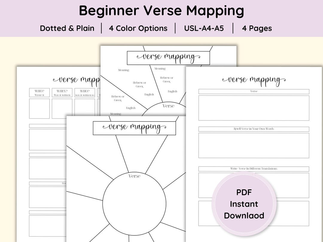 Bible Verse Mapping Template Beginner Bible Worksheet Bible Study Guide ...
