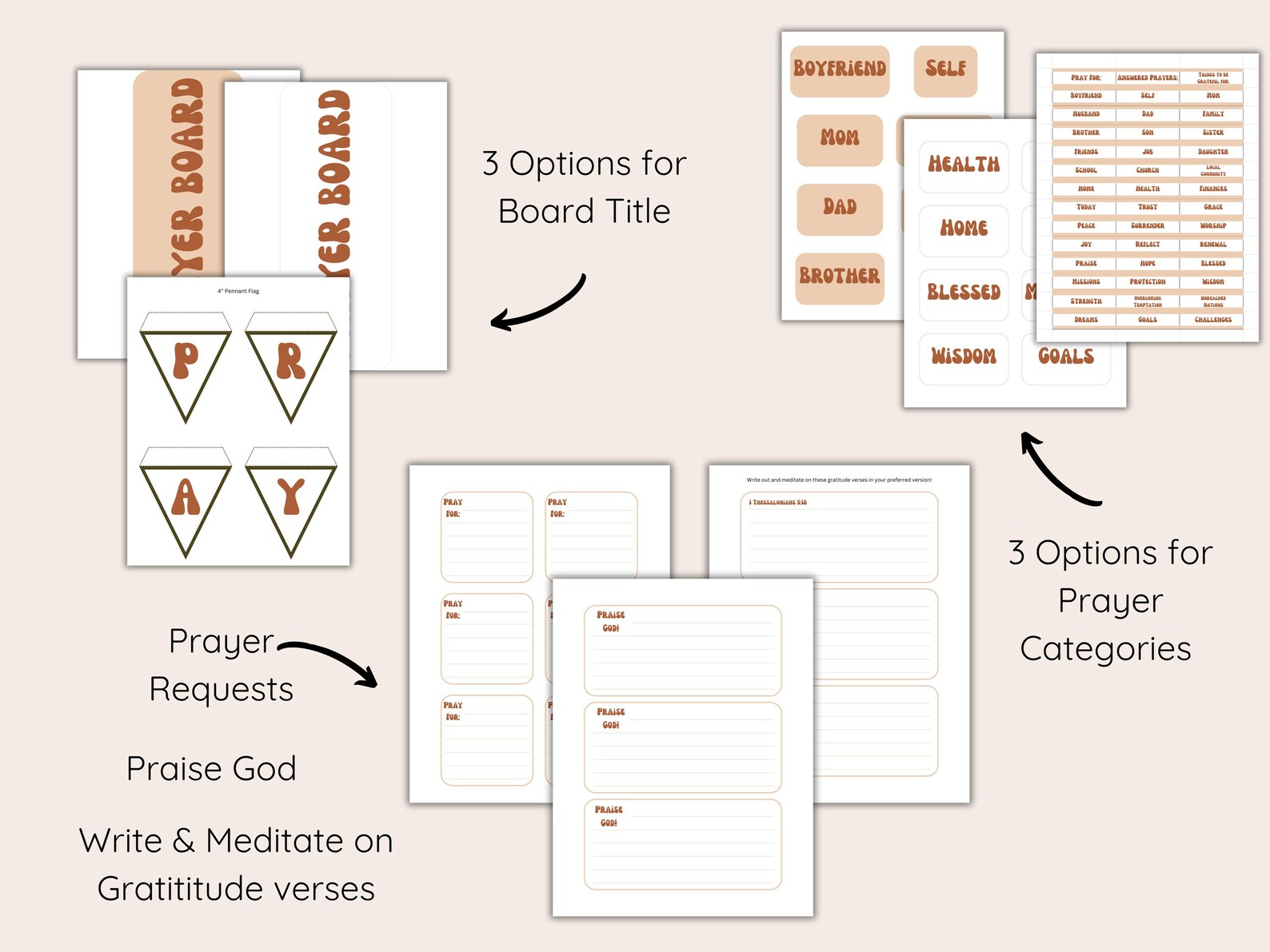 Prayer Board Printable Kit, Boho Neutral Prayer Board for Women, Prayer ...