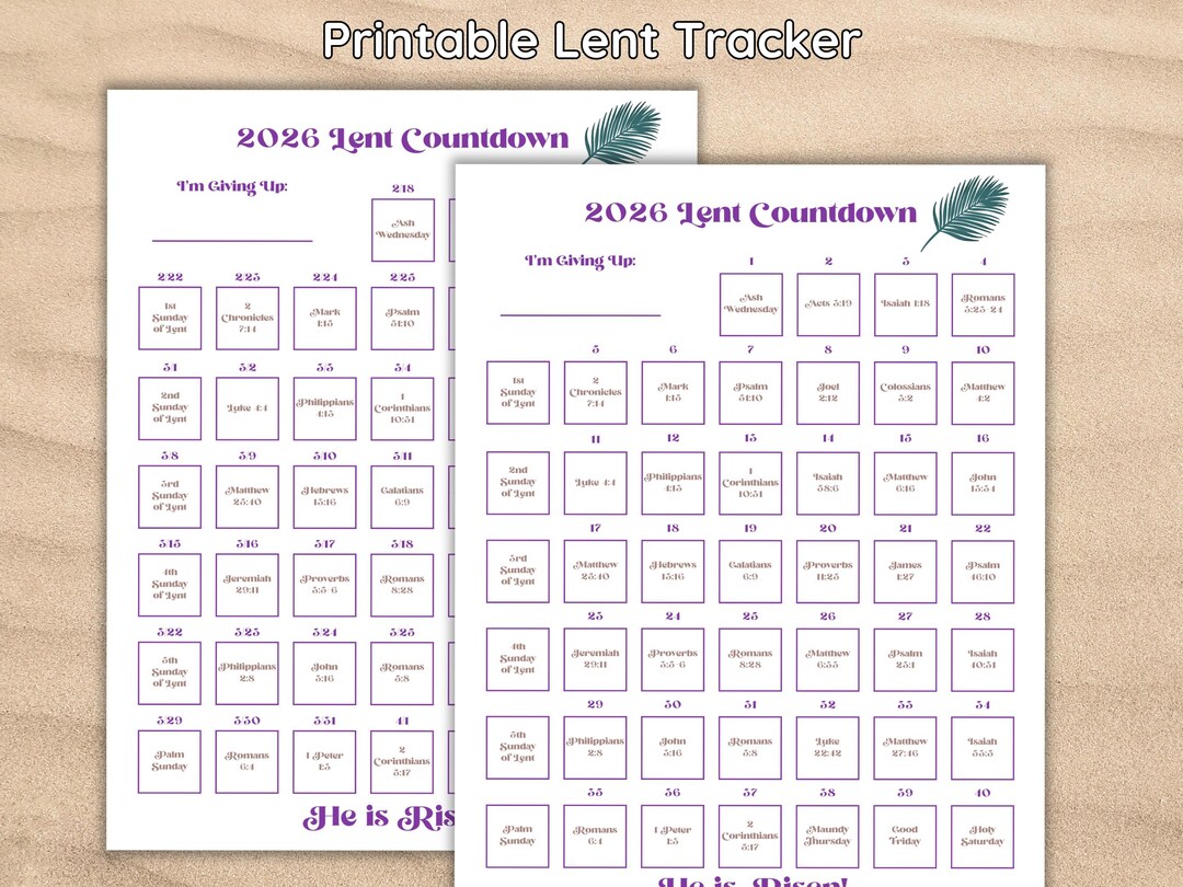 Lent Tracker 2026 Lent Bible Study Guide 40 Day Lenten Calendar Adult ...