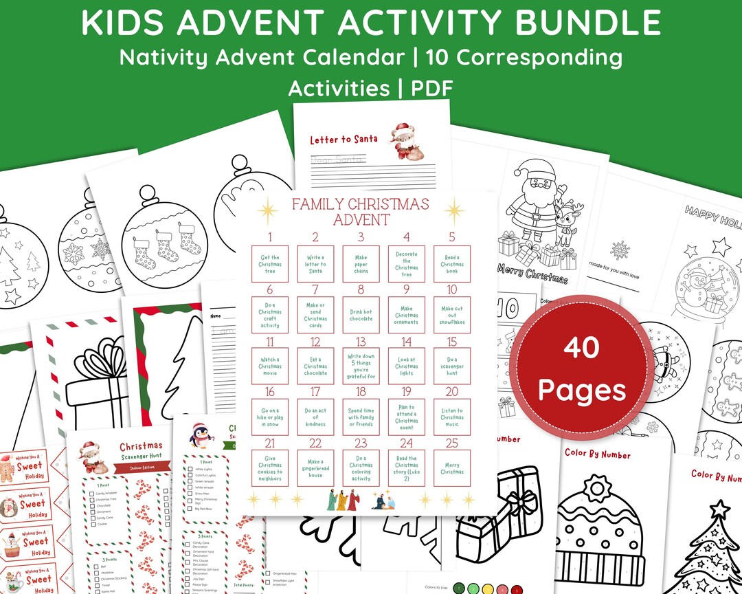 Nativity Advent Calendar Kids, Advent Activities, Christmas Coloring ...