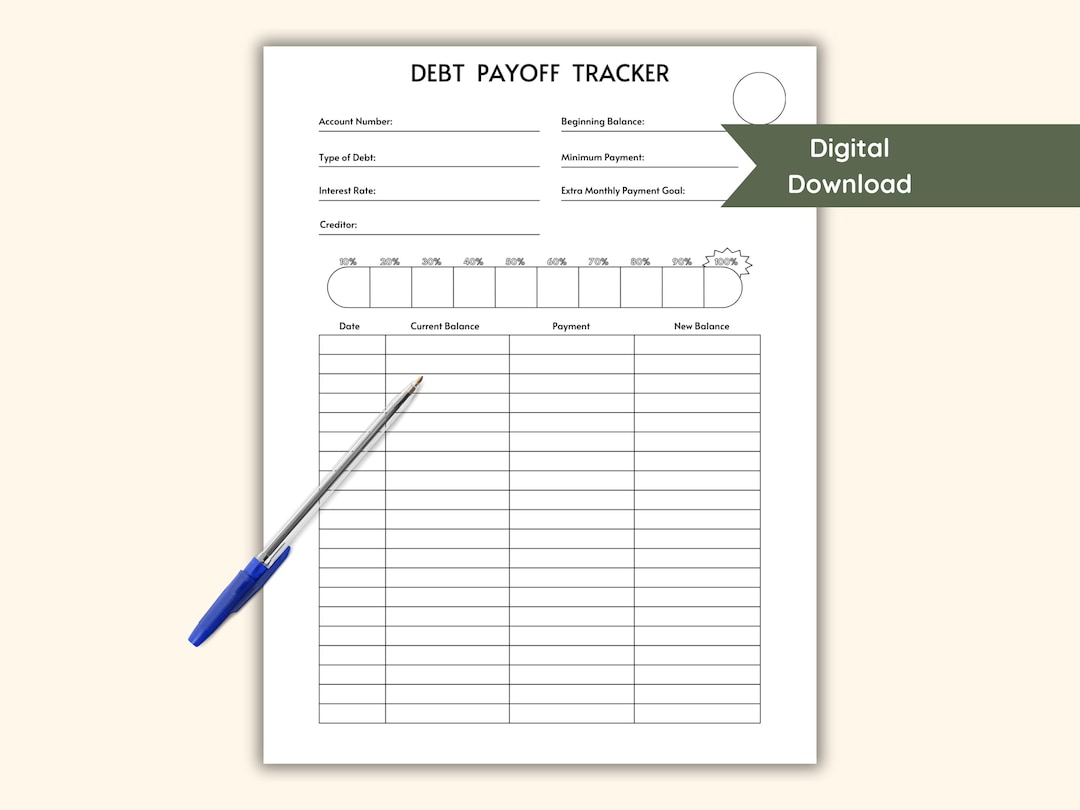 Debt Payoff Tracker Printable for Debt Snowball or Debt Avalanche ...