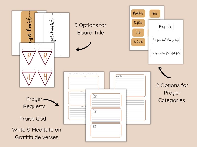 Gratitude Prayer Board, Prayer Board Kit for Women, Christian Bulletin ...