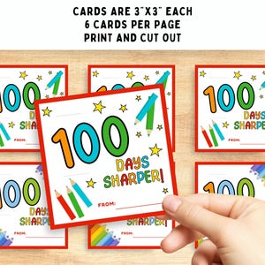 100th Day of School Pencil Gift Tag, 100 Days Sharper Classroom Treat ...