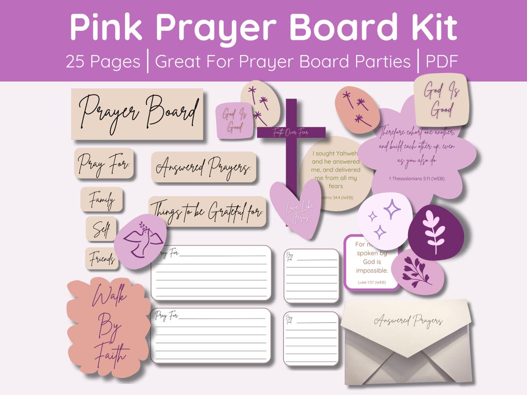 Prayer Board Printable Kit for Women Prayer Wall Collage Kit Pink ...