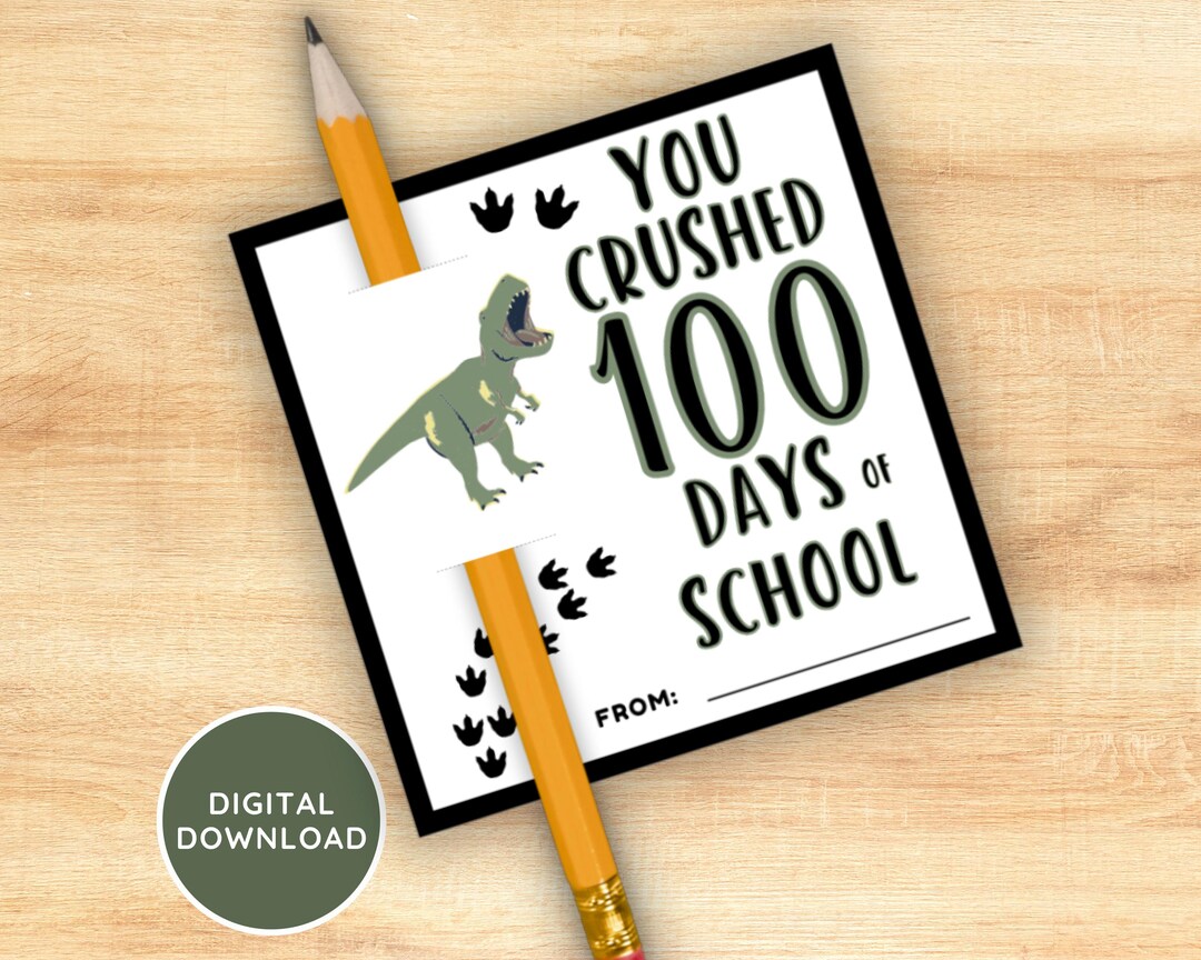 100th Day of School Pencil Gift Tag for Boy Crushed 100 Days of School ...