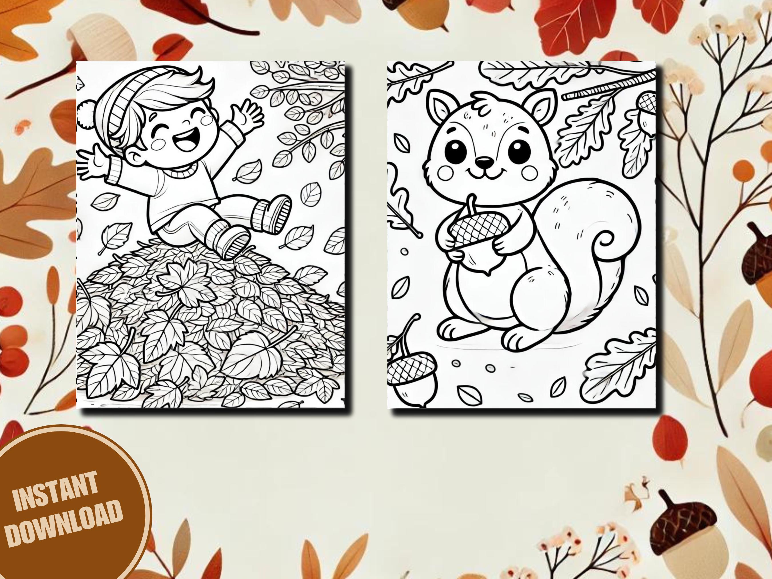 Fall Coloring Pages Bundle for Kids Autumn-themed Printable Activities ...