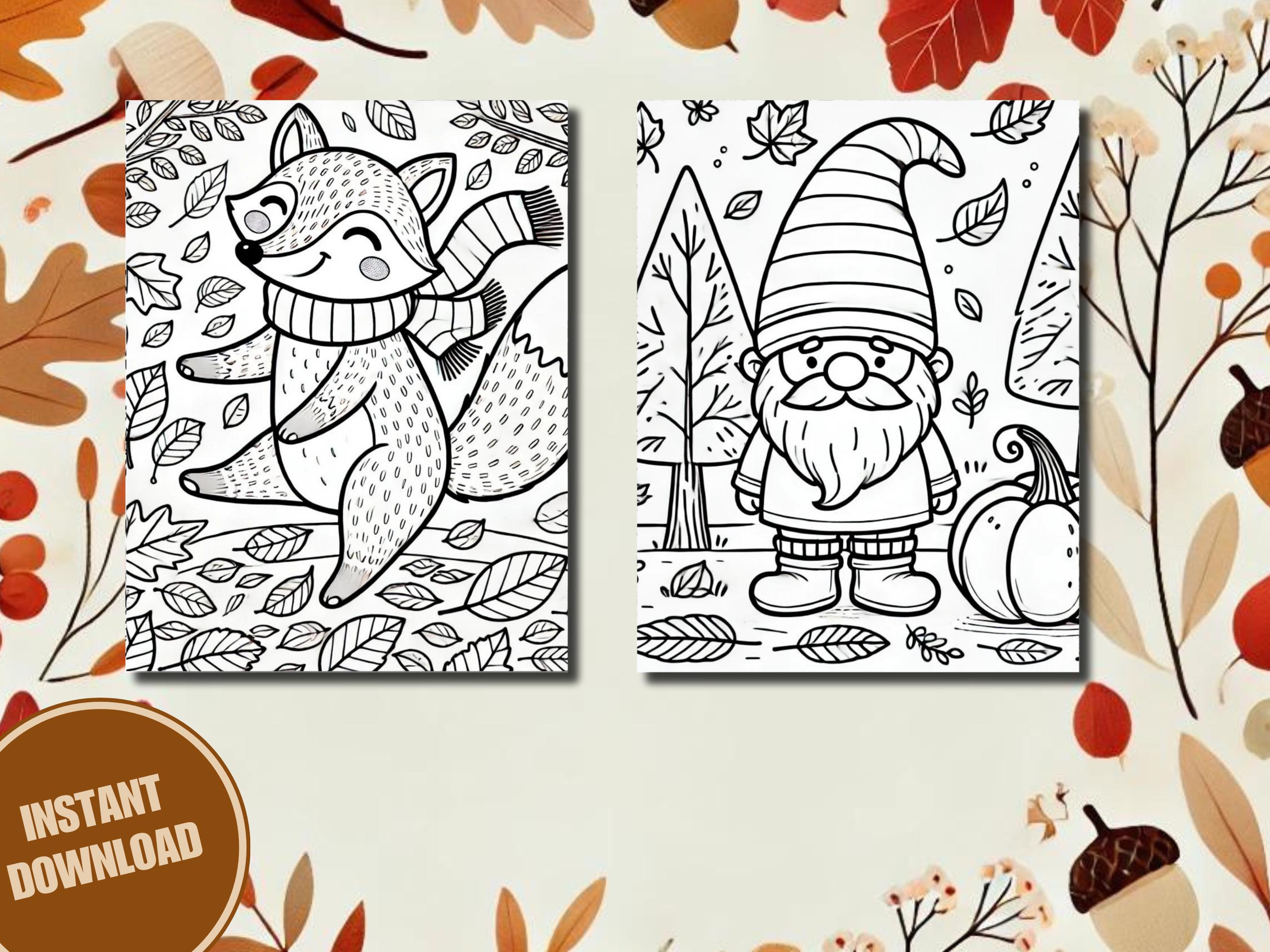 Fall Coloring Pages Bundle for Kids Autumn-themed Printable Activities ...