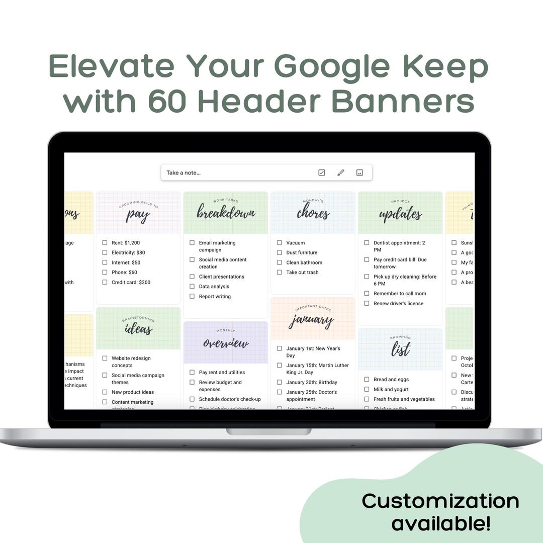 Google Keep Header Banner: Girly Grid (with Customization) | Instant ...