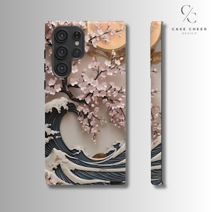 Japanese Cherry Blossom Phone Case: Artistic Wave Design - Etsy
