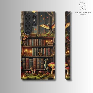 Fantasy Bookshelf Phone Case: Mystical Dragon Forest Design - Etsy