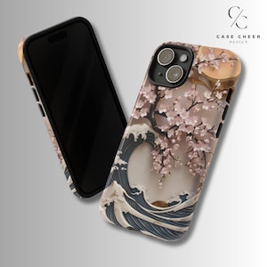 Japanese Cherry Blossom Phone Case: Artistic Wave Design - Etsy