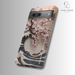 Japanese Cherry Blossom Phone Case: Artistic Wave Design - Etsy