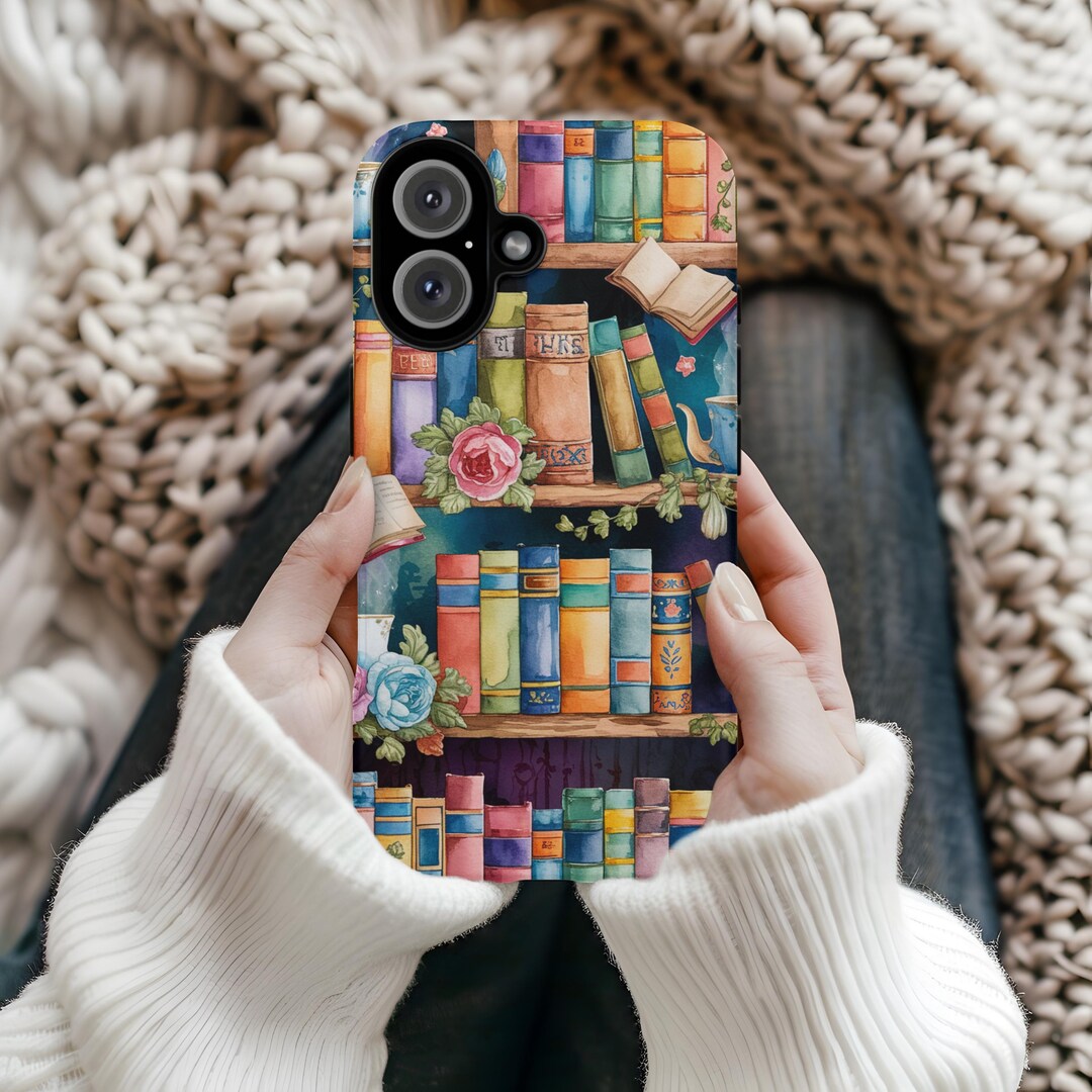 Watercolor Bookshelf Iphone,samsung,google Case, Aesthetic Library ...