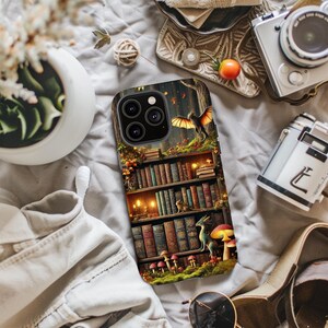 Fantasy Bookshelf Phone Case: Mystical Dragon Forest Design - Etsy