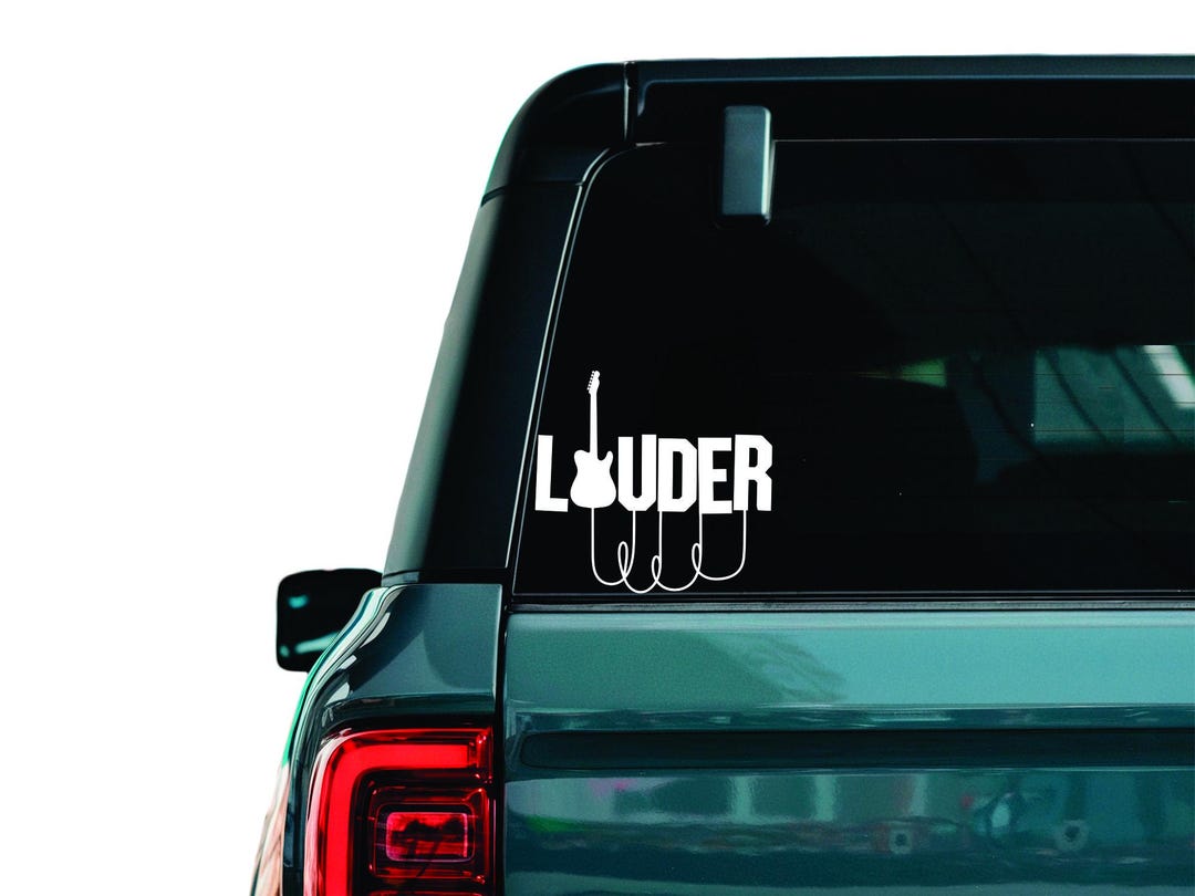 Louder - Electric Guitar Decal, Lead Guitarist Sticker, Rock Guitarist ...