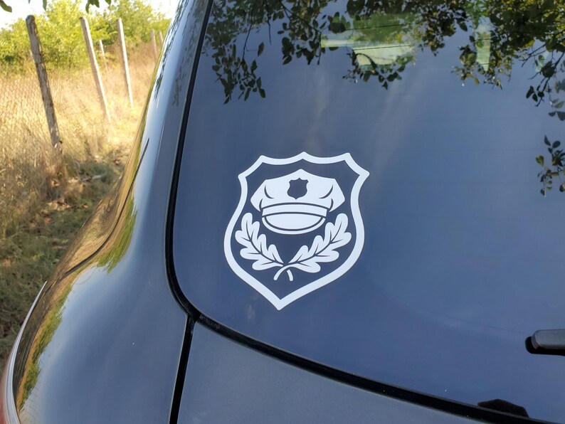 Police Officer Sticker – Badge Emblem With Cap and Laurel for Law ...