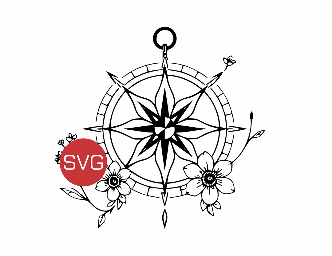 Floral Compass SVG: Elegant Flower Compass Design (digital Download) - Etsy