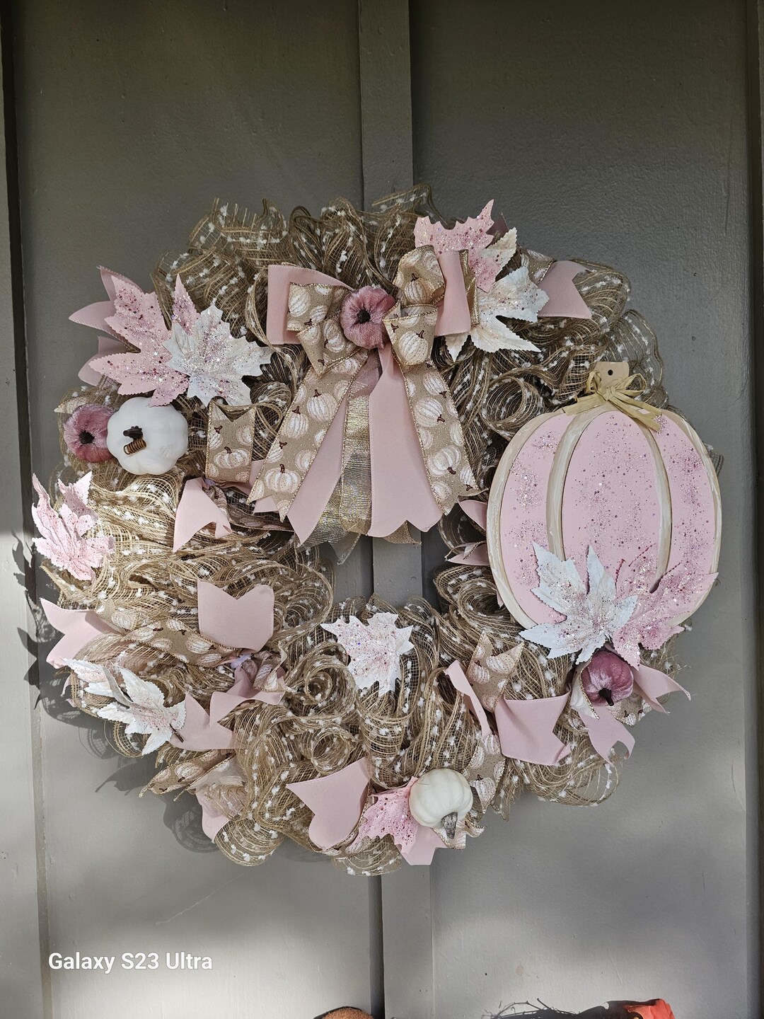 Fall in Pink Handmade Fall Pumpkin Wreath - Etsy