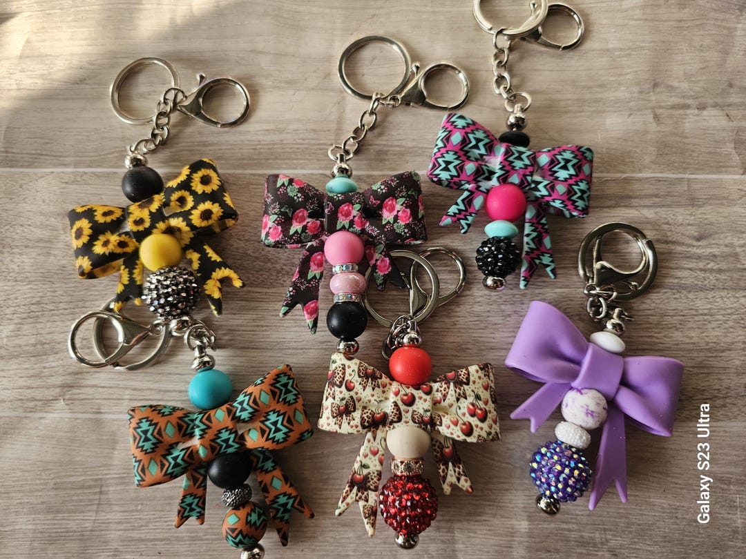 Bow and Beads Silcone Keychain and Accessories - Etsy