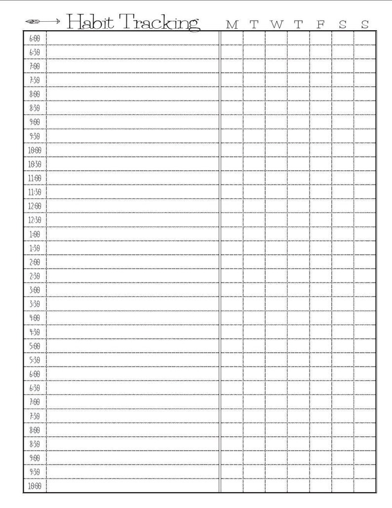 Habit Tracking (portrait)- Download - Etsy