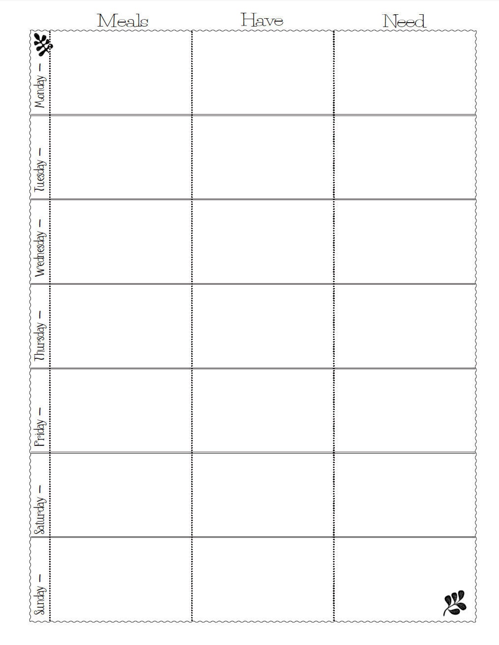 Weekly Meal Planning Portrait Download | Etsy