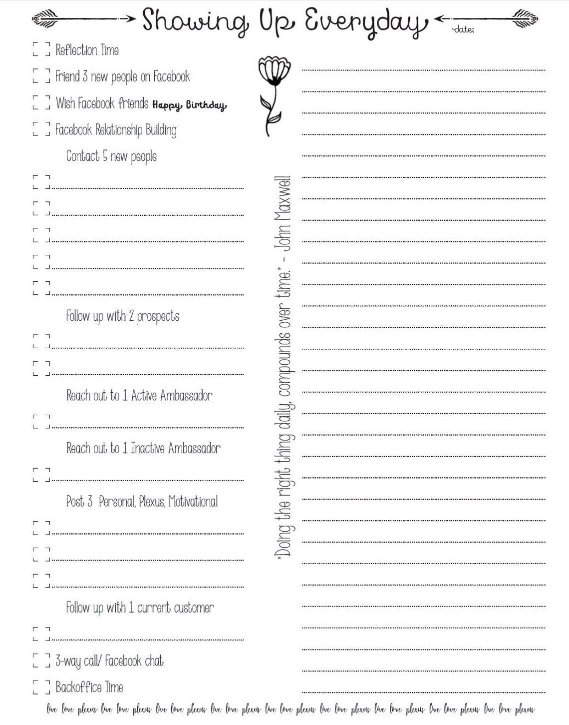 Plexus Daily Action Sheet - Etsy