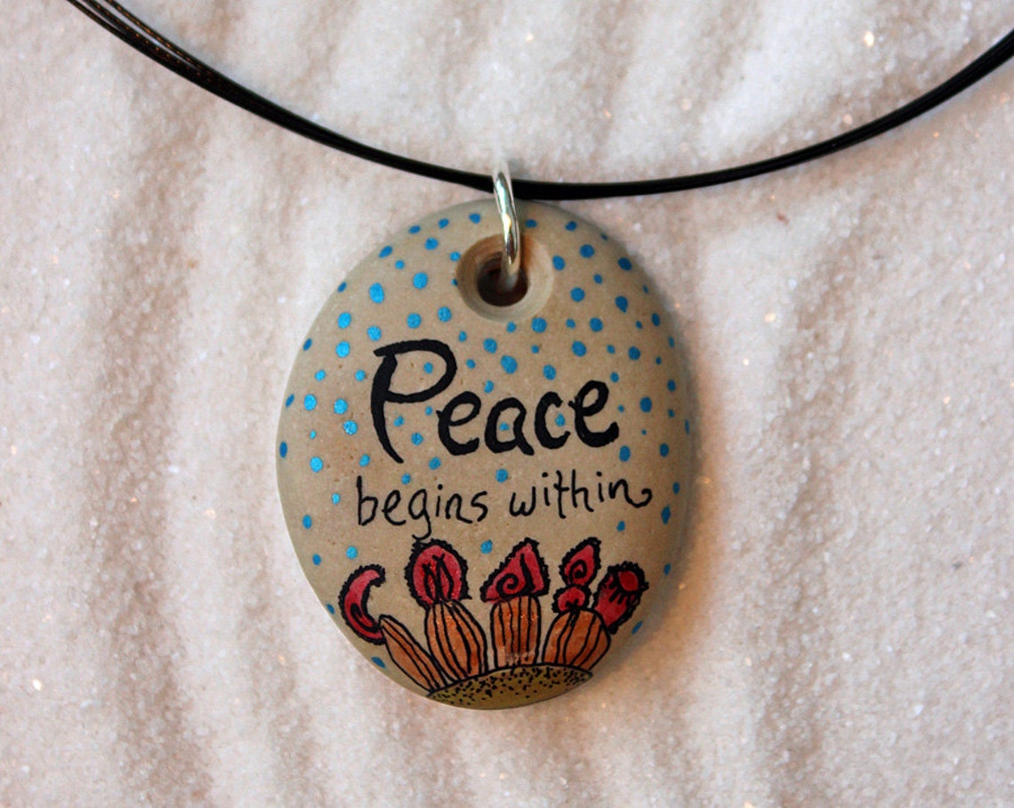 A 'peace' Stone Poem Pendant...hand Painted Stone With a Message - Etsy