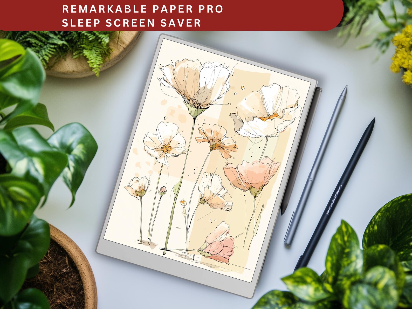 Watercolor Floral Remarkable Sleep Screen Template (PNG Digital ...