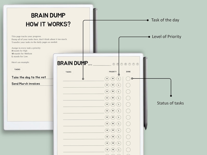 Mind Map Brain Dump for Remarkable Paper Pro Remarkable Planner Trace ...
