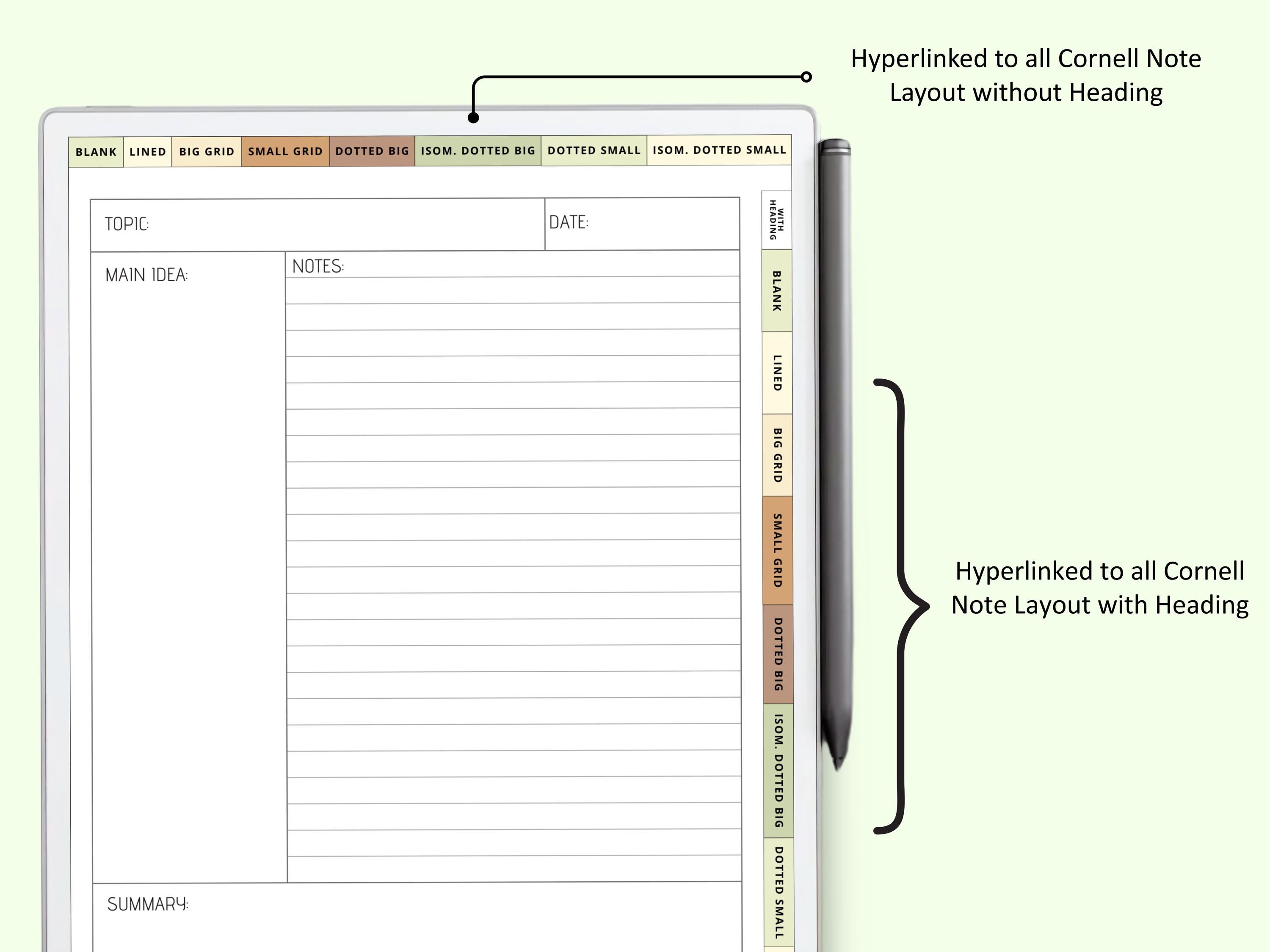 Cornell Notes Template for Remarkable Paper Pro (PDF) - Etsy