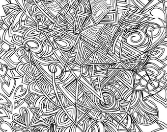 Geometric Abstraction Coloring Book Page. Digital Download. - Etsy