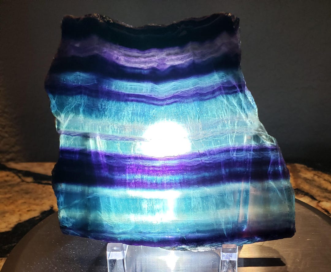 Rainbow Fluorite Slab Crystal Polished Slice Rock Stone Natural, 237g ...