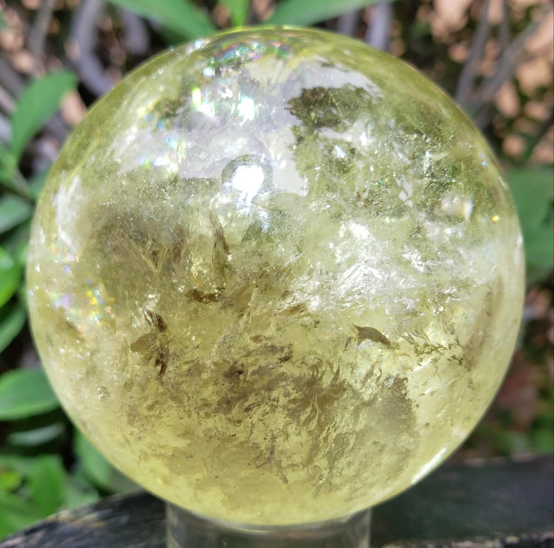 2.7" Smoky Citrine Quartz Crystal Sphere Ball Orb Rainbows, 470g or 1 ...