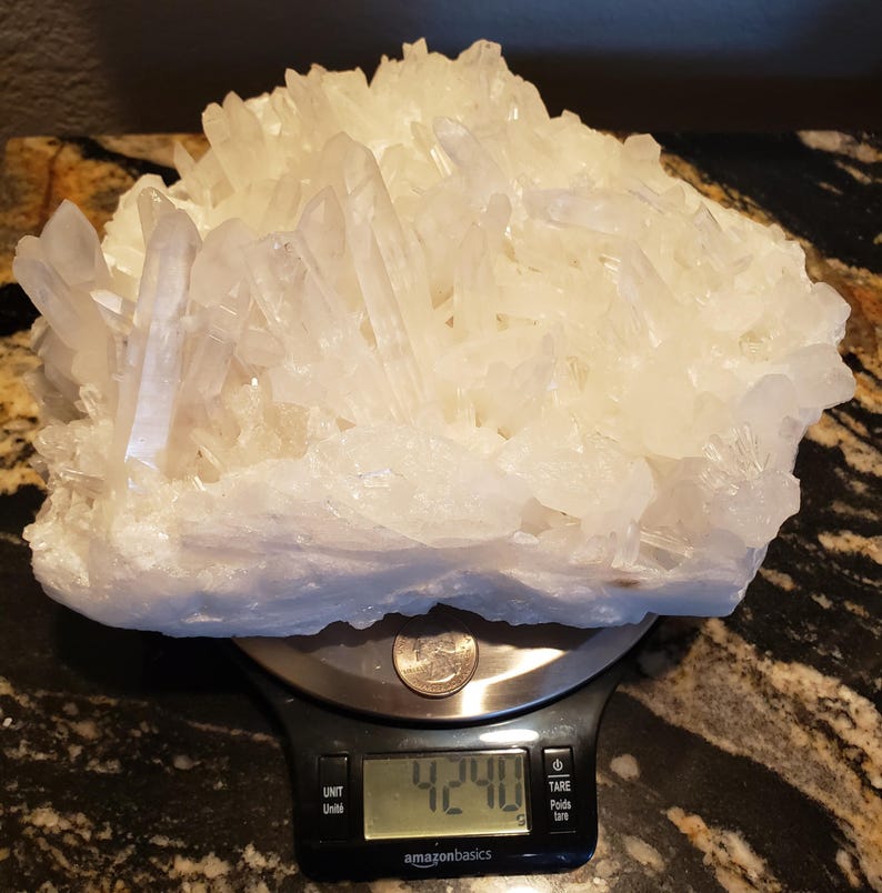 Large Natural White Clear Quartz Crystal Cluster Specimen, 4240g or 9.6 ...