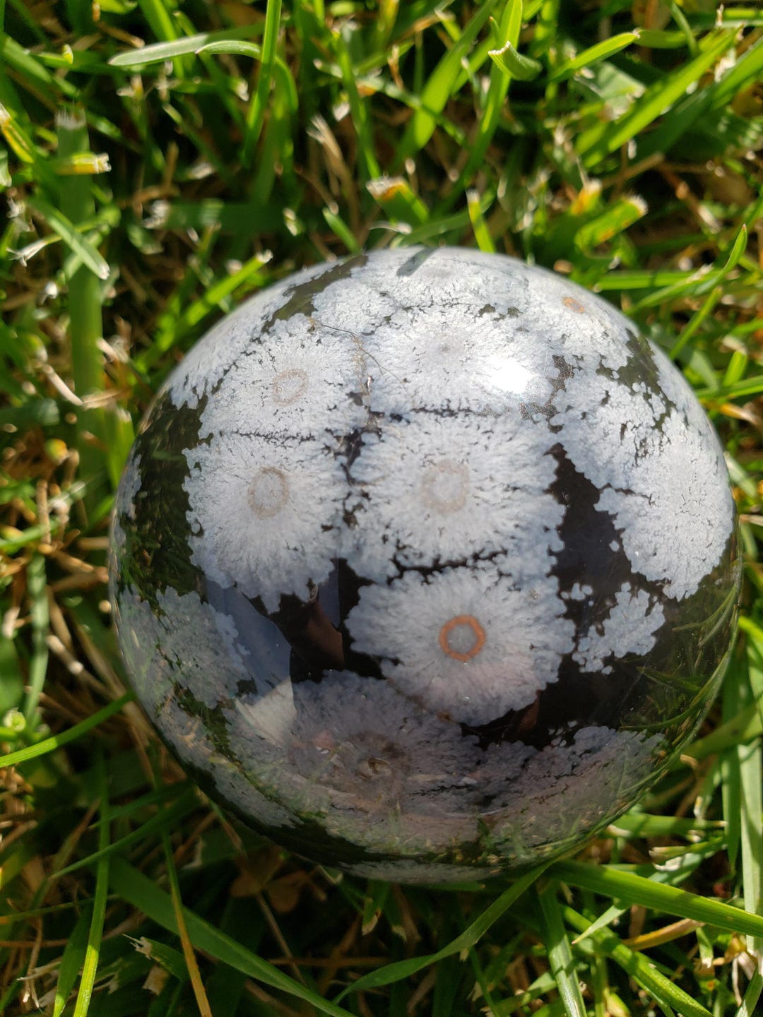 2.4" Snowflake Obsidian Sphere Quartz Crystal Ball Orb, 279g or 10 Oz ...