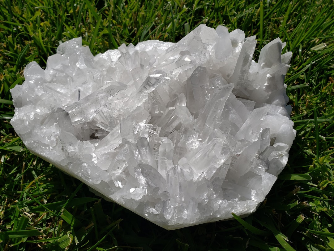 Large Natural White Clear Quartz Crystal Cluster Specimen, 4240g or 9.6 ...