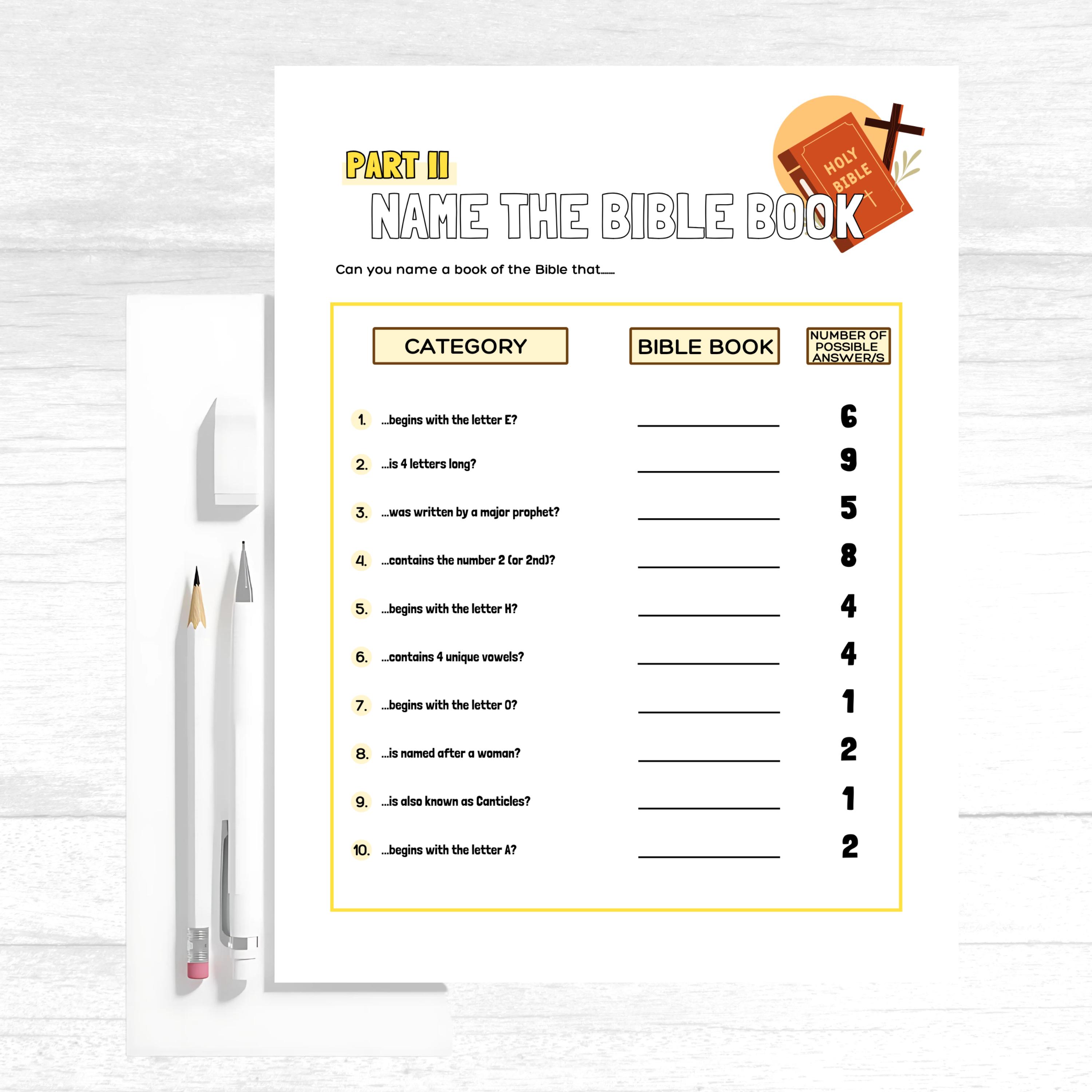 Books of the Bible Printable: Name the Bible Book, Old and New ...