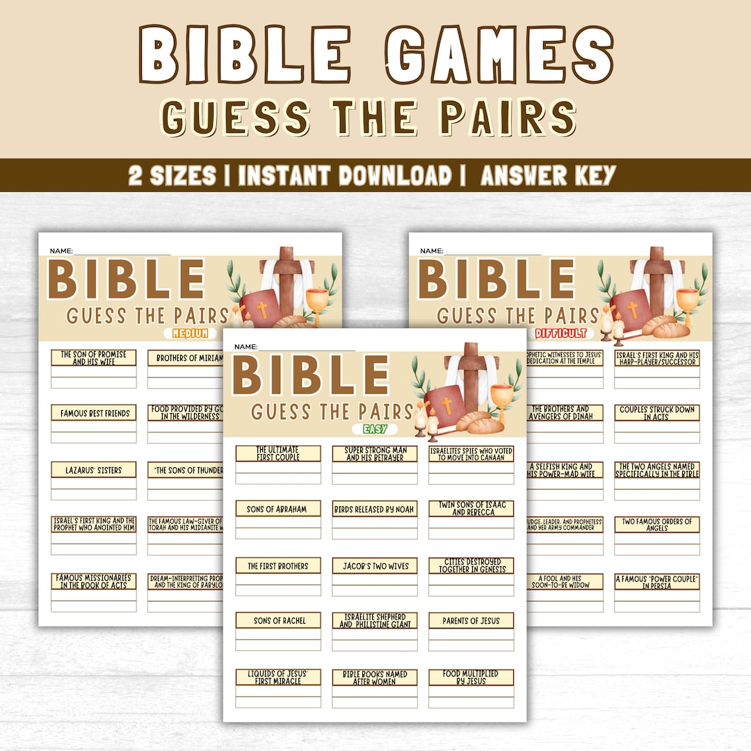 Guess the Pairs Bible Game | Fun Church Activity for Bible Study Groups ...
