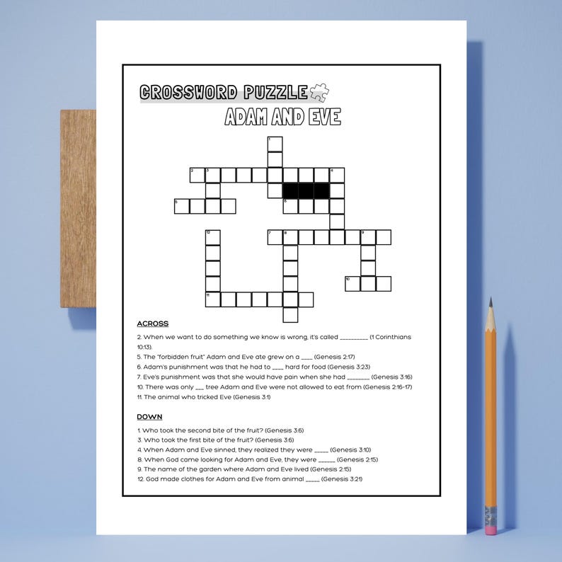 Youth Bible Study Games: ADAM AND EVE Printable Activity Worksheets ...