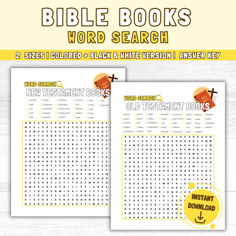 Bible Word Search: Old and New Testament Books of the Bible, Word ...