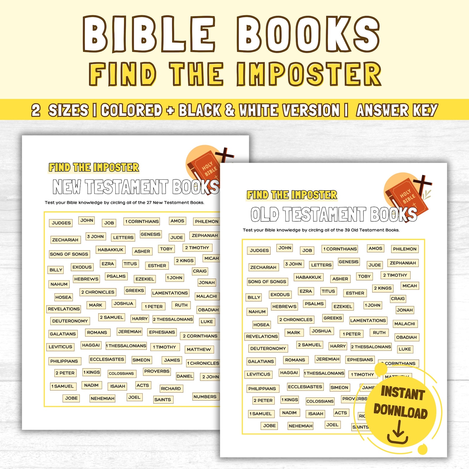 Books of the Bible: Find the Imposter, Old and New Testament Books ...