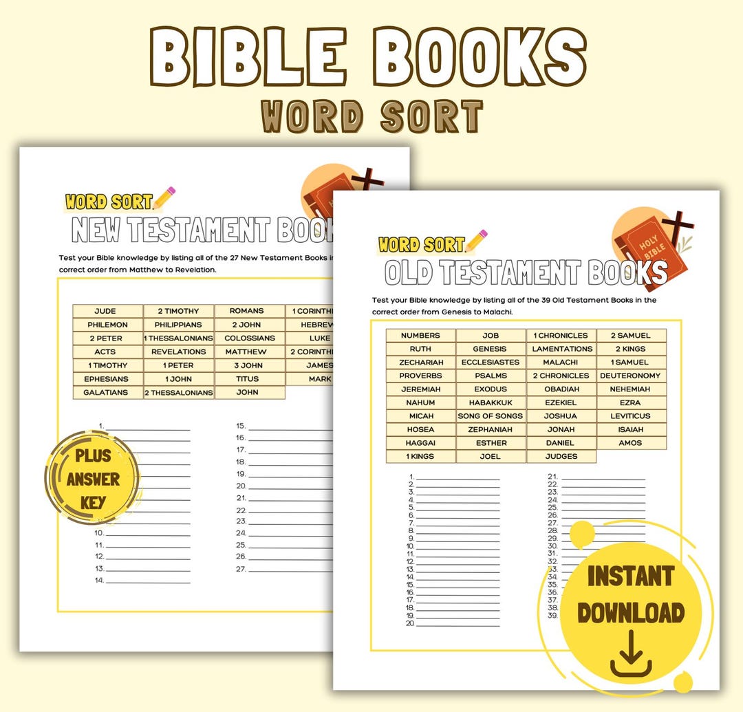 Books of the Bible: Word Sort Old and New Testament Books, Printable ...