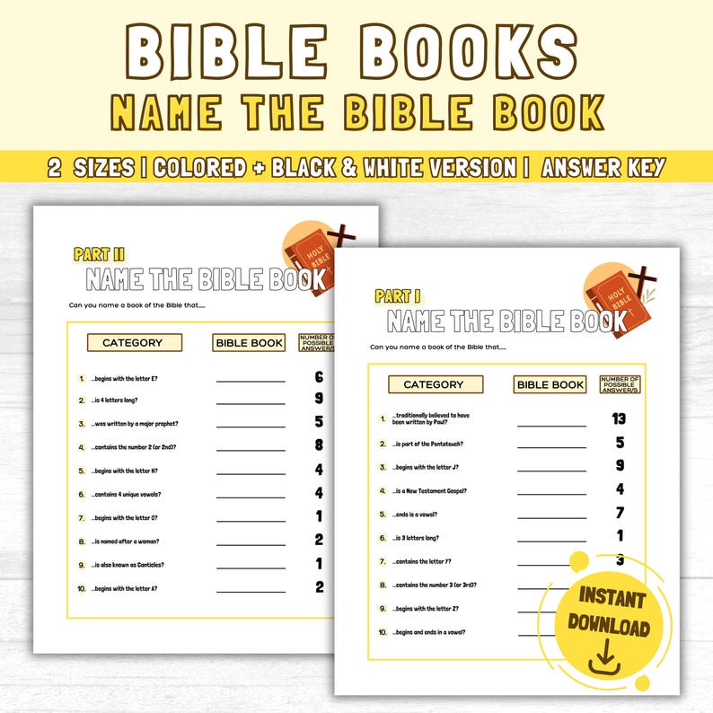 Books of the Bible Printable: Name the Bible Book, Old and New ...