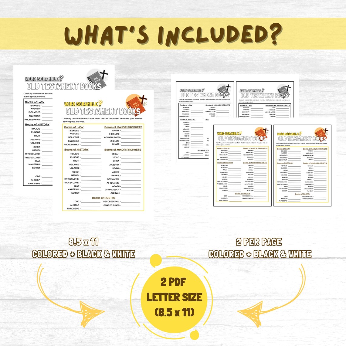 Books of the Bible: Word Scramble, Old and New Testament Books ...