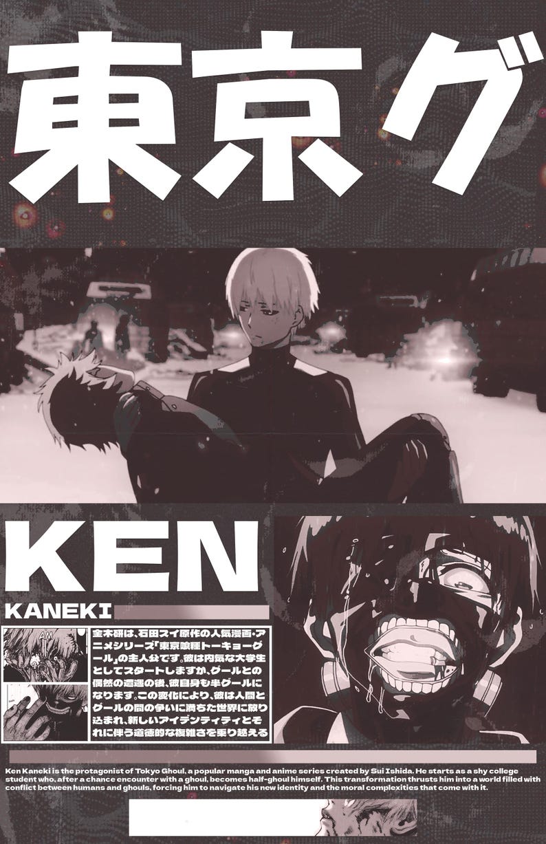 Anime Poster Wall Art, Tokyo Ghoul Anime Poster, Ken Kaneki Premium ...