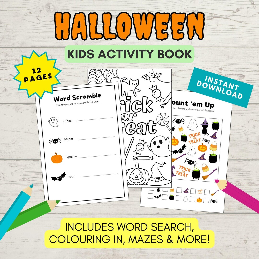 Halloween Activity Book for Kids Printable Halloween Worksheets Fun ...