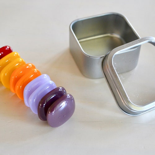 Rainbow Fused Glass Strong Magnets set of 9 With Tin | Etsy