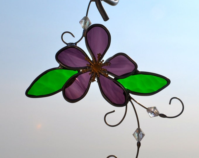 Woodland Violet Stained Glass Suncatcher Free USA Shipping Spring ...