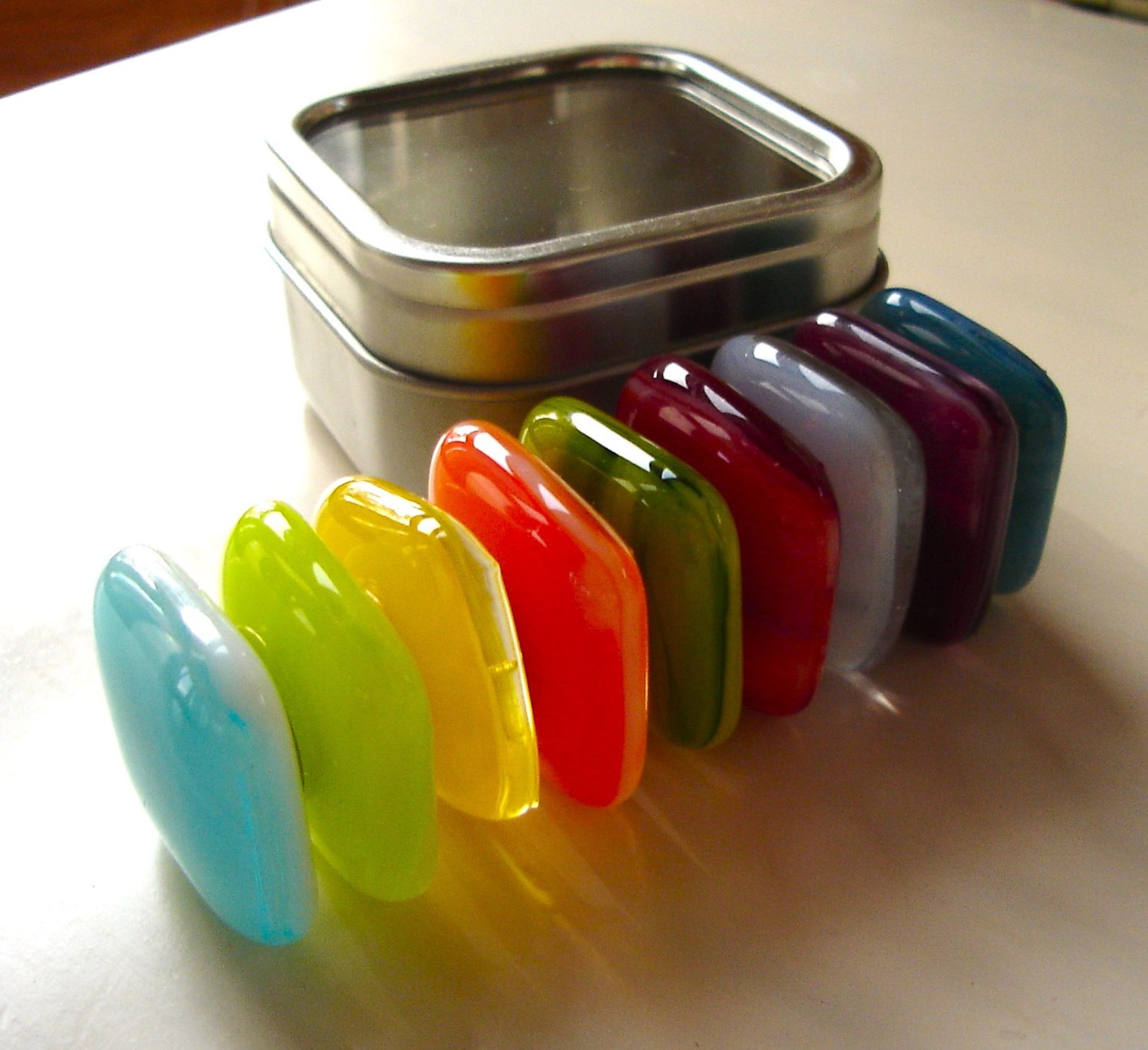 Flower Garden Fused Glass Magnets set of 9 With Tin - Etsy